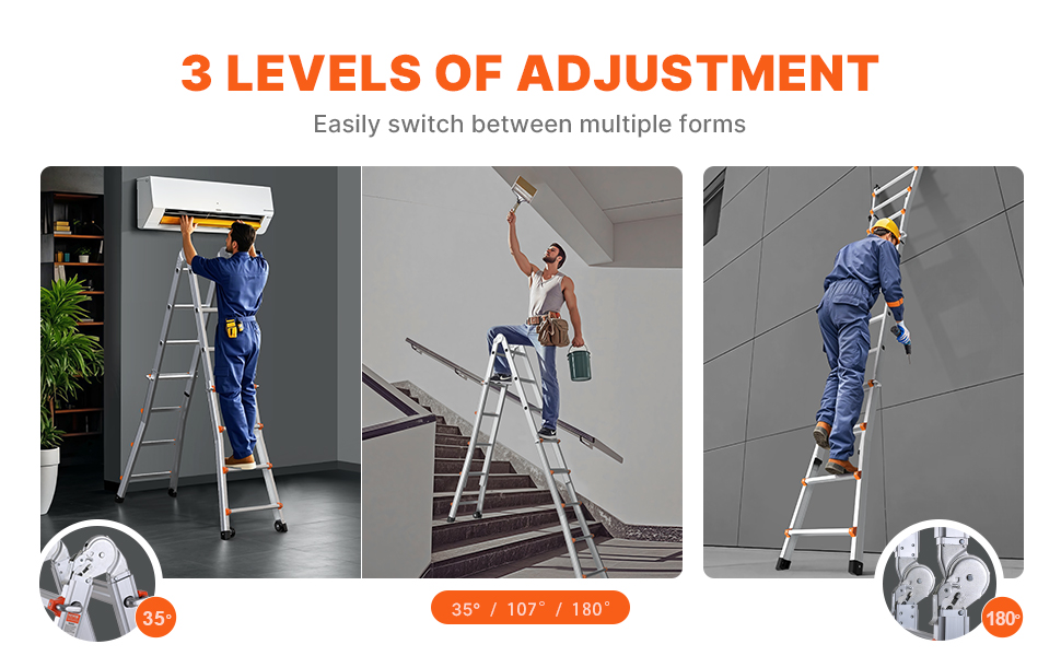Vevor Telescoping Ladder A Frame 19 Ft Extension Multi Function For