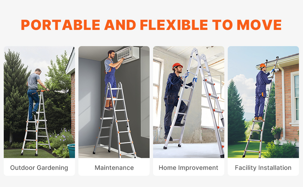 VEVOR Telescoping Ladder A Frame 19 FT Extension Multi-Function for ...