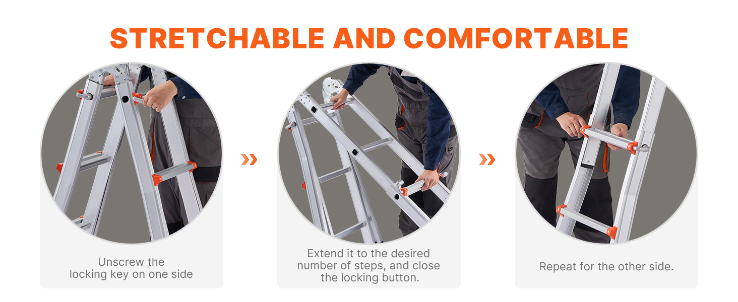 VEVOR Telescoping Ladder A Frame 20 FT Extension Multi-Function for ...