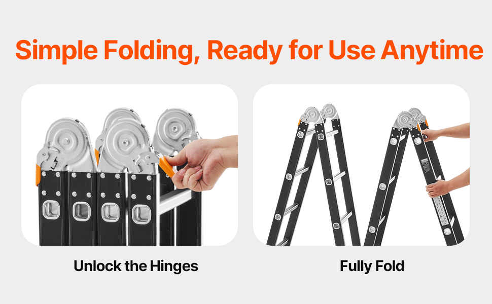 Multi-Purpose Folding Ladder 7-in-1 4 Step 15.5ft with Scaffolding ...