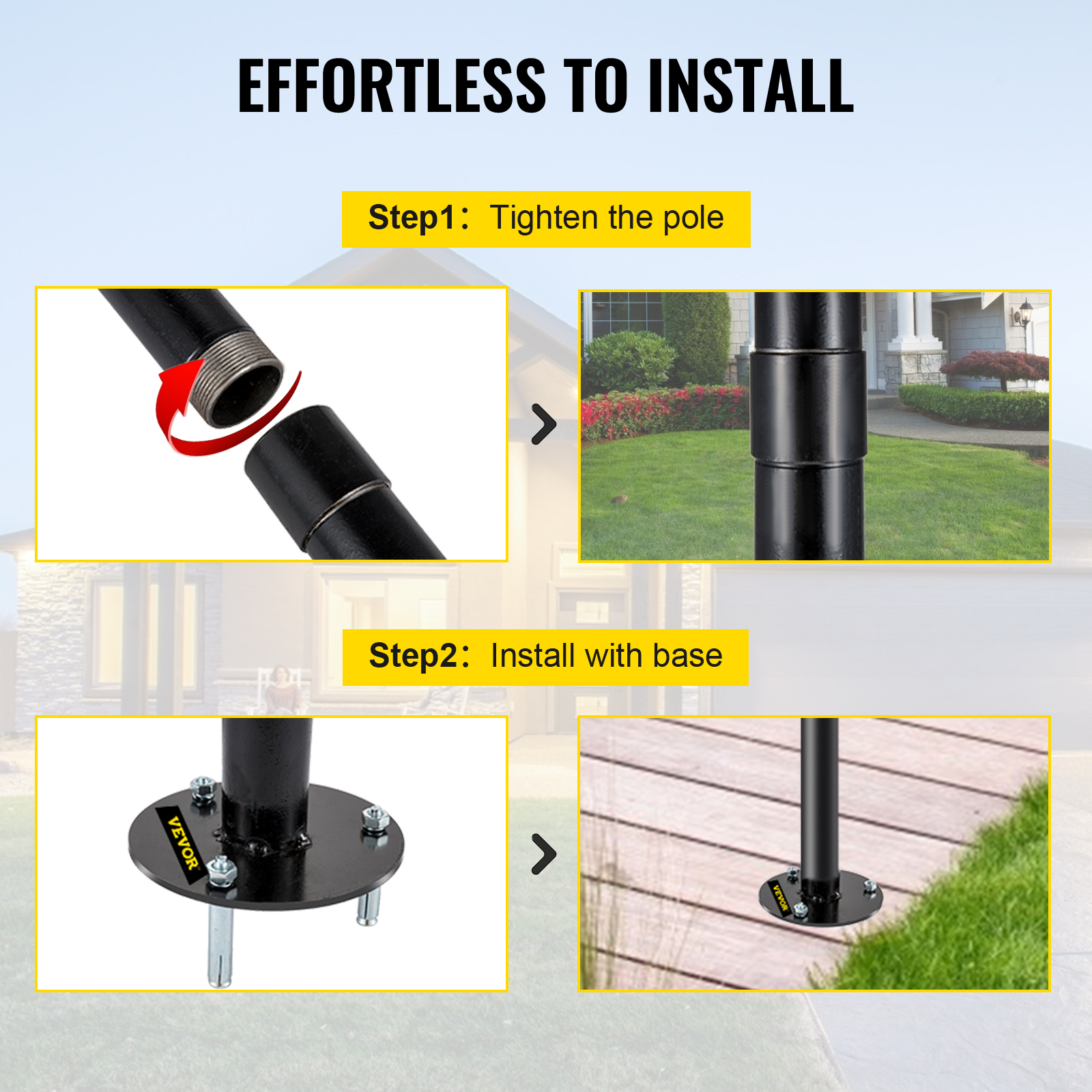 VEVOR String Light Pole String Light Pole Stand for Outdoor 9.6 ft ...