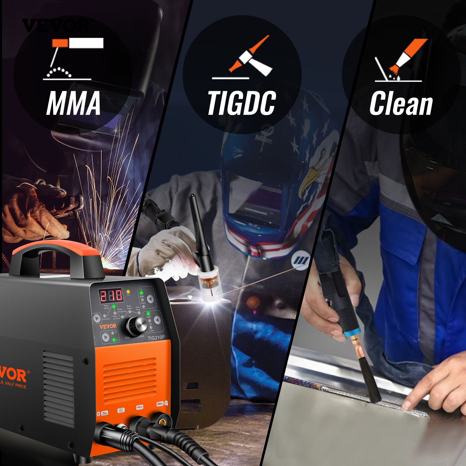 VEVOR 3 in 1 TIG ARC Clean/MIG ARC Lift TIG Welding Machine 155/210/250Amp | eBay