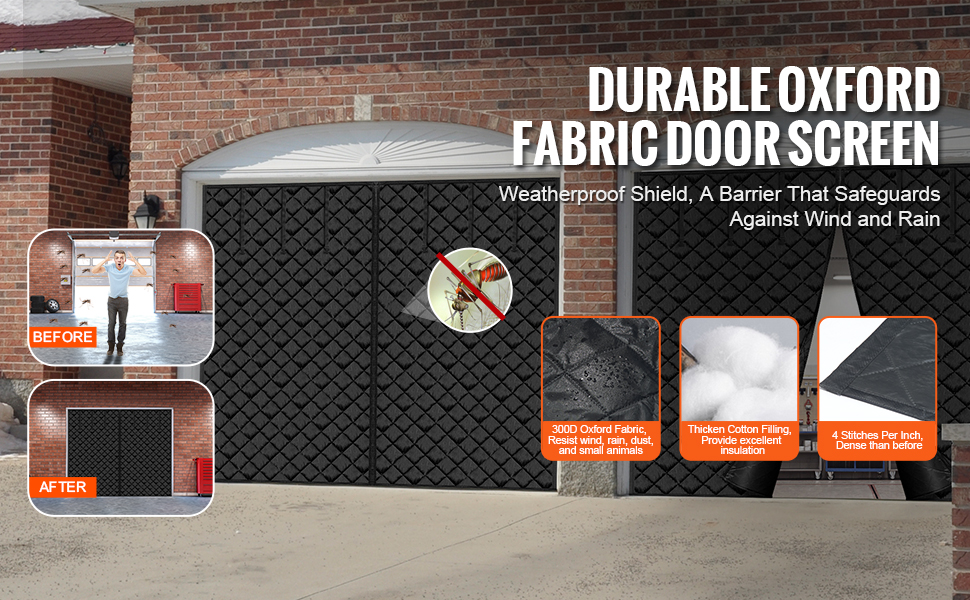 VEVOR Garage Door Screen for Winter 9.28 x 7.15 ft Garage Door ...