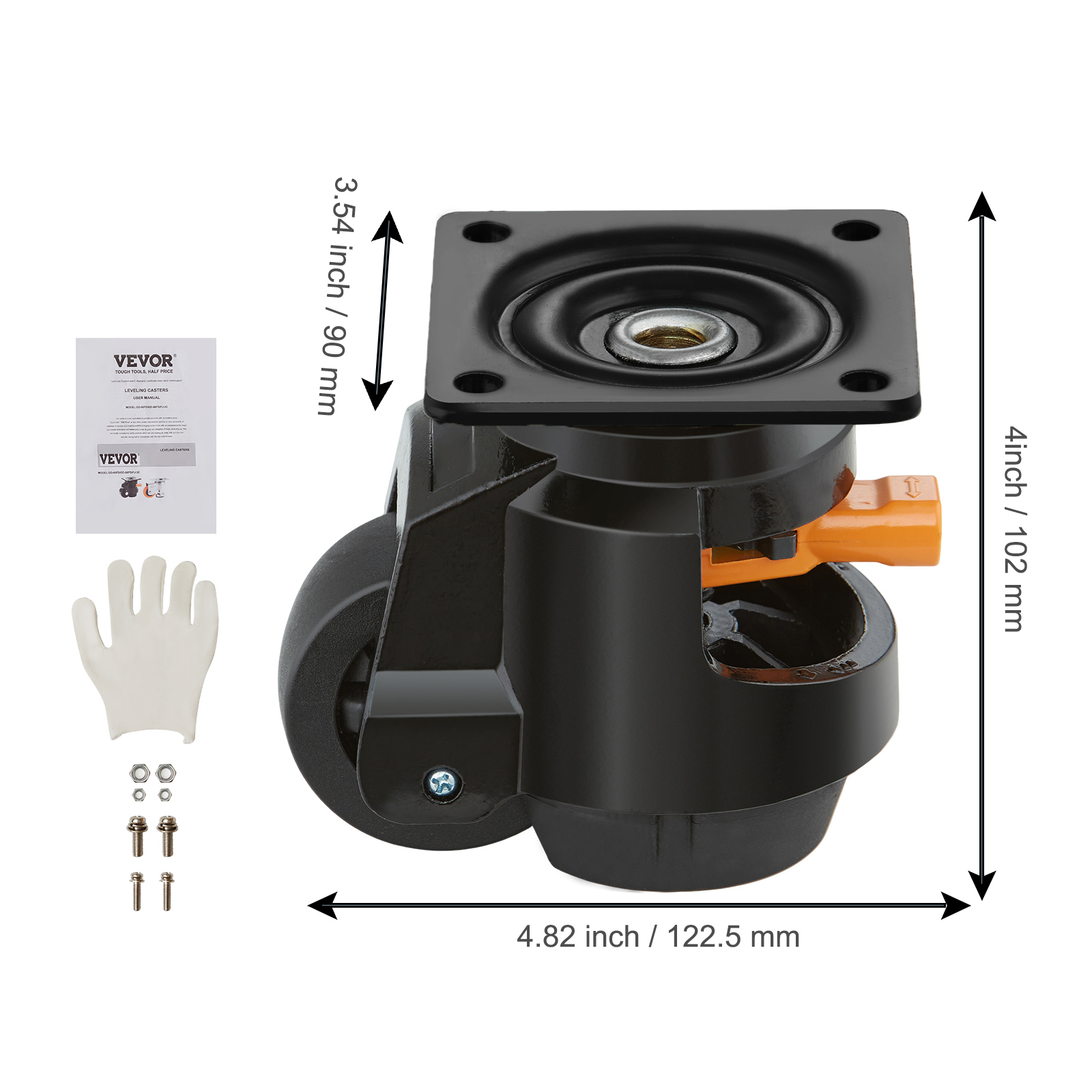 VEVOR Leveling Casters, Set of 4, 2200 lbs Total Load Capacity, 2.5 ...