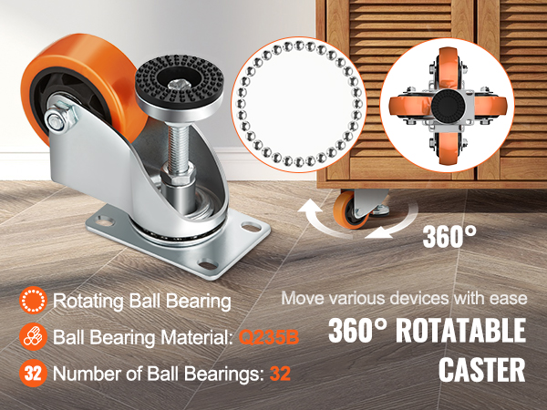 VEVOR Leveling Casters, Set of 4, 720 lbs Total Load Capacity, 3 inches ...