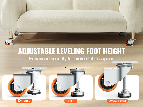 VEVOR Leveling Casters, Set of 4, 720 lbs Total Load Capacity, 3 inches ...