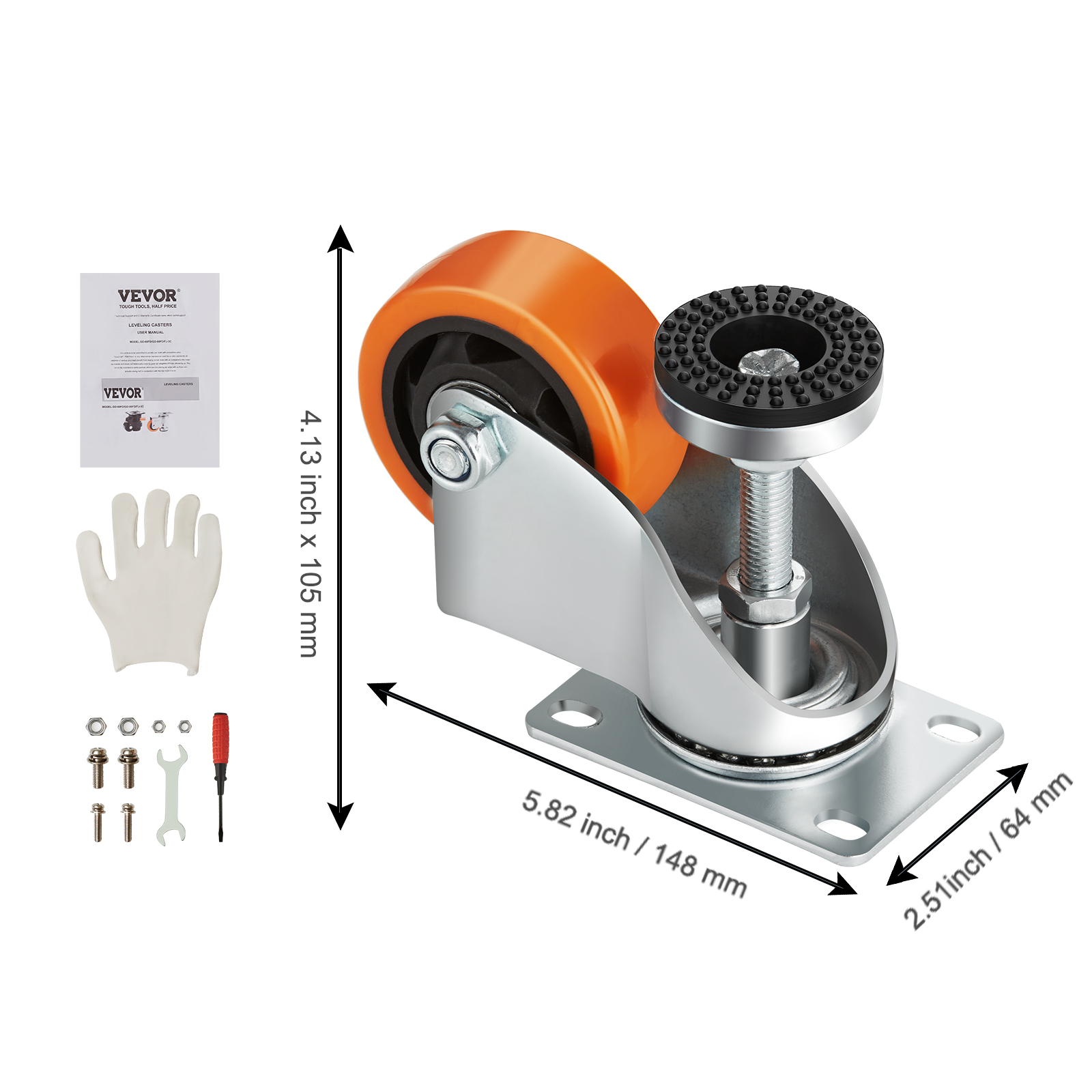 VEVOR Leveling Casters, Set of 4, 720 lbs Total Load Capacity, 3 inches ...