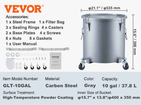 VEVOR Fryer Grease Bucket, 10 Gal Oil Disposal Caddy with Caster Base ...