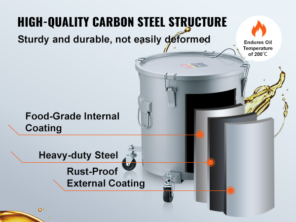 VEVOR Fryer Grease Bucket, 10 Gal Oil Disposal Caddy with Caster Base ...