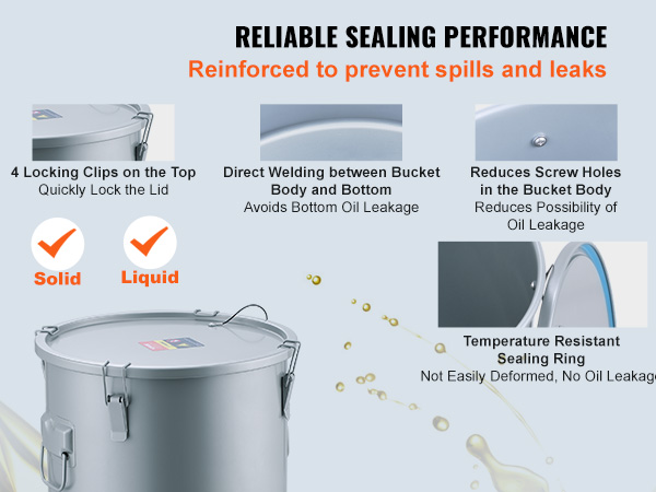 VEVOR Fryer Grease Bucket, 16 Gal Oil Disposal Caddy with Caster Base ...