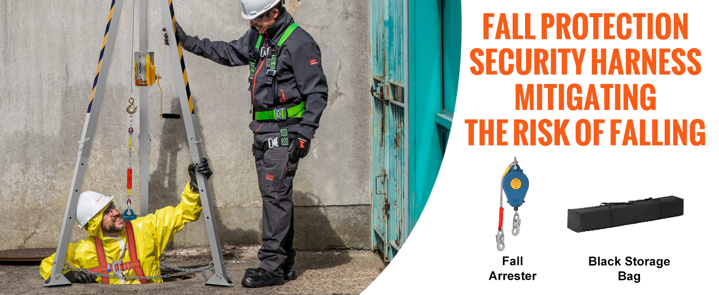 VEVOR Confined Space Tripod Kit, 1200 lbs Winch, Confined Space Tripod ...