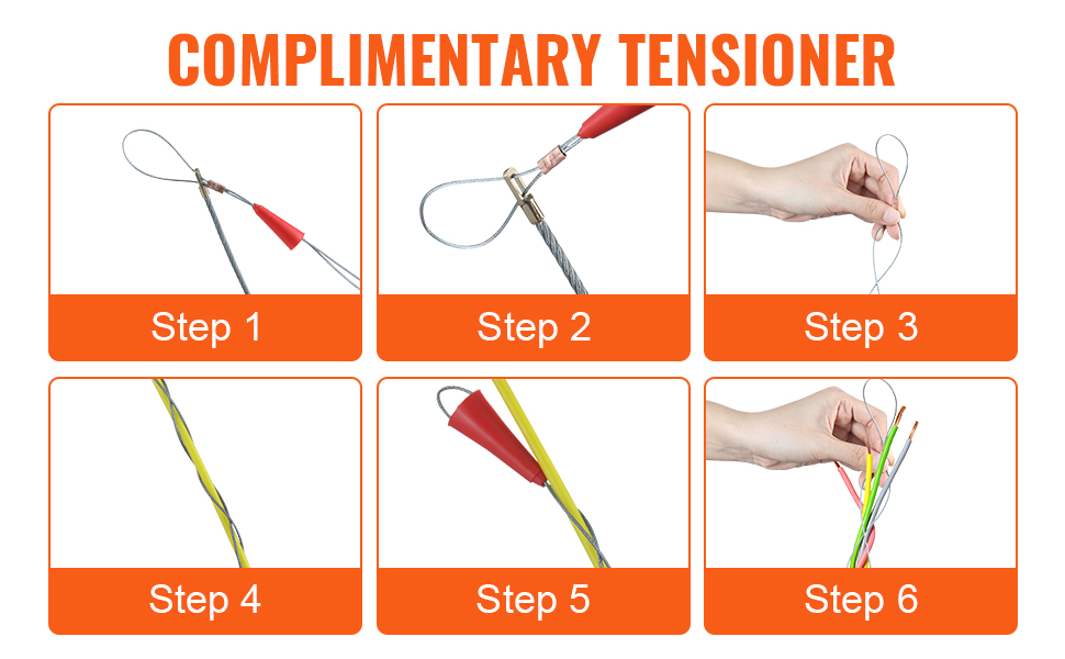 VEVOR Fish Tape, 100 ft, 3/16-inch, Fiberglass Wire Puller with ...