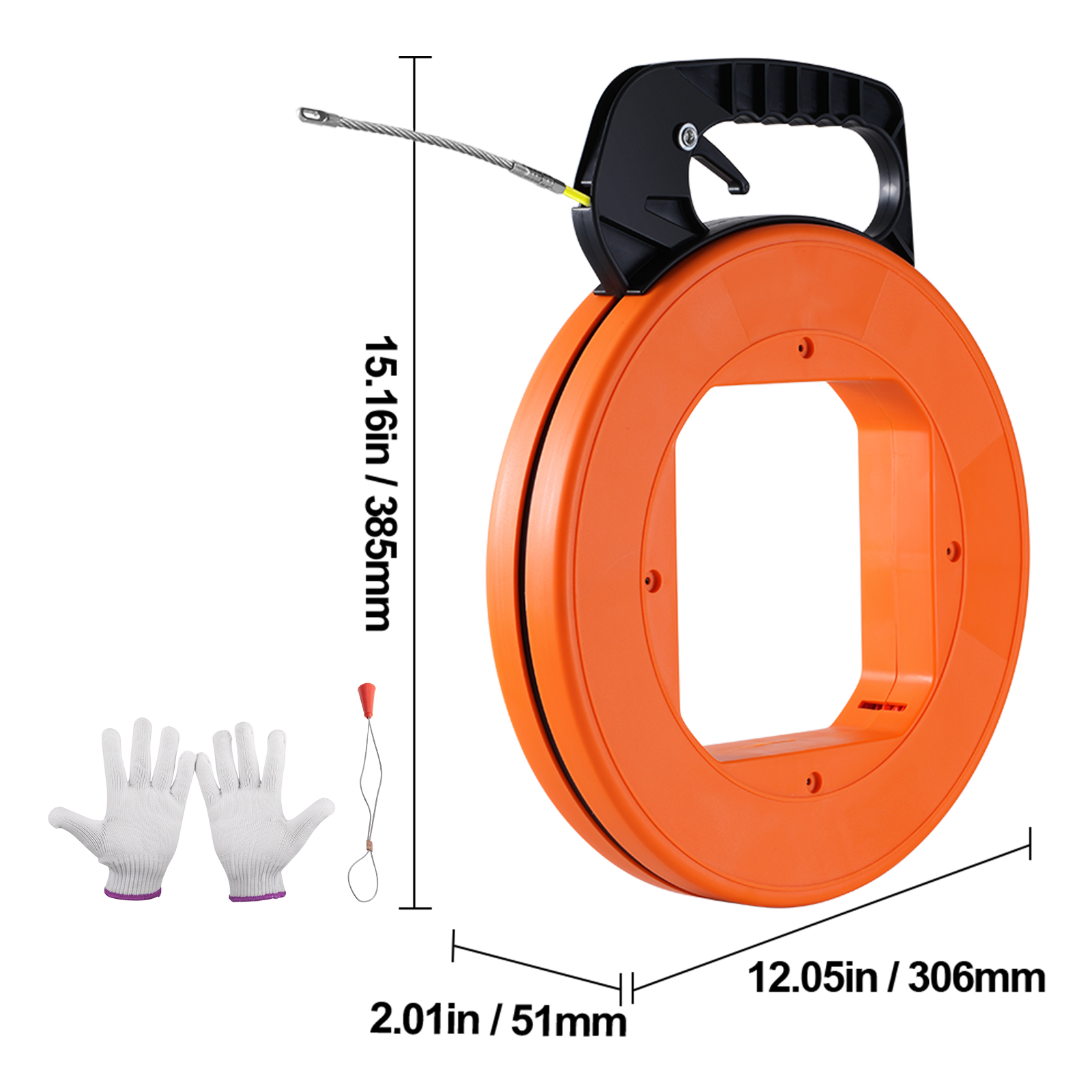 VEVOR Fish Tape, 100 ft, 1/16-inch, Fiberglass Wire Puller with ...