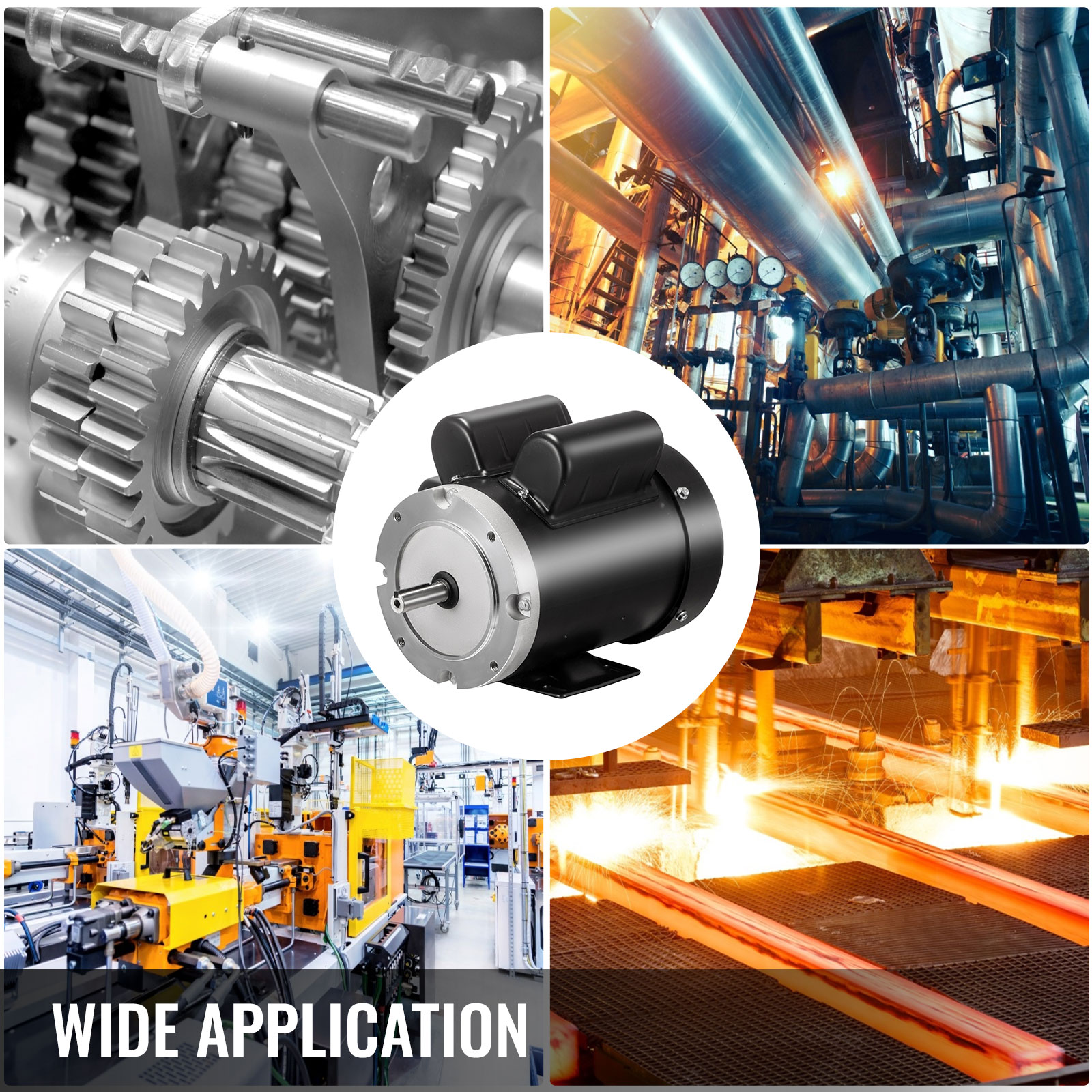 VEVOR 1.5HP Electric Motor, 3450rpm Reversible Single Phase 56C Frame ...