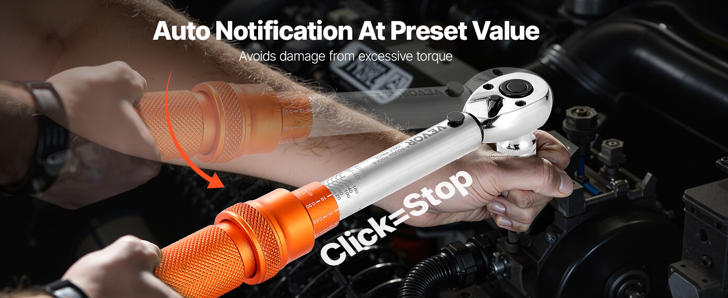VEVOR Click Torque Wrench Set, 1/4Inch Drive, 20-200lbf-in/2.3-22.6N.m ...