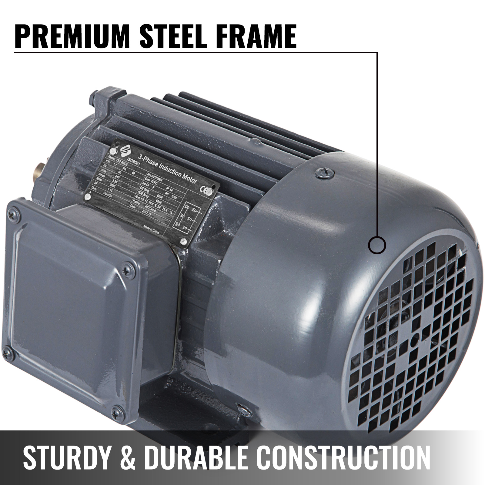 3 Phase Electric Motor 1.1KW 3000RPM 240v 1.5 hp TEFC 50Hz Frame ...