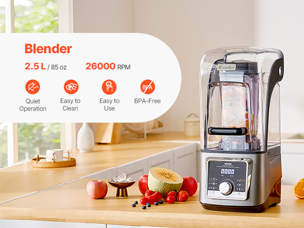 85 oz 1400W Blender for Smoothies Food Processing Blender for Kitchen | VEVOR US