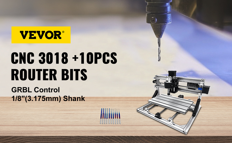 Vevor Cnc 3018 Router Kit Miller 10000rpm + 10 Cnc Router Bits Nano ...