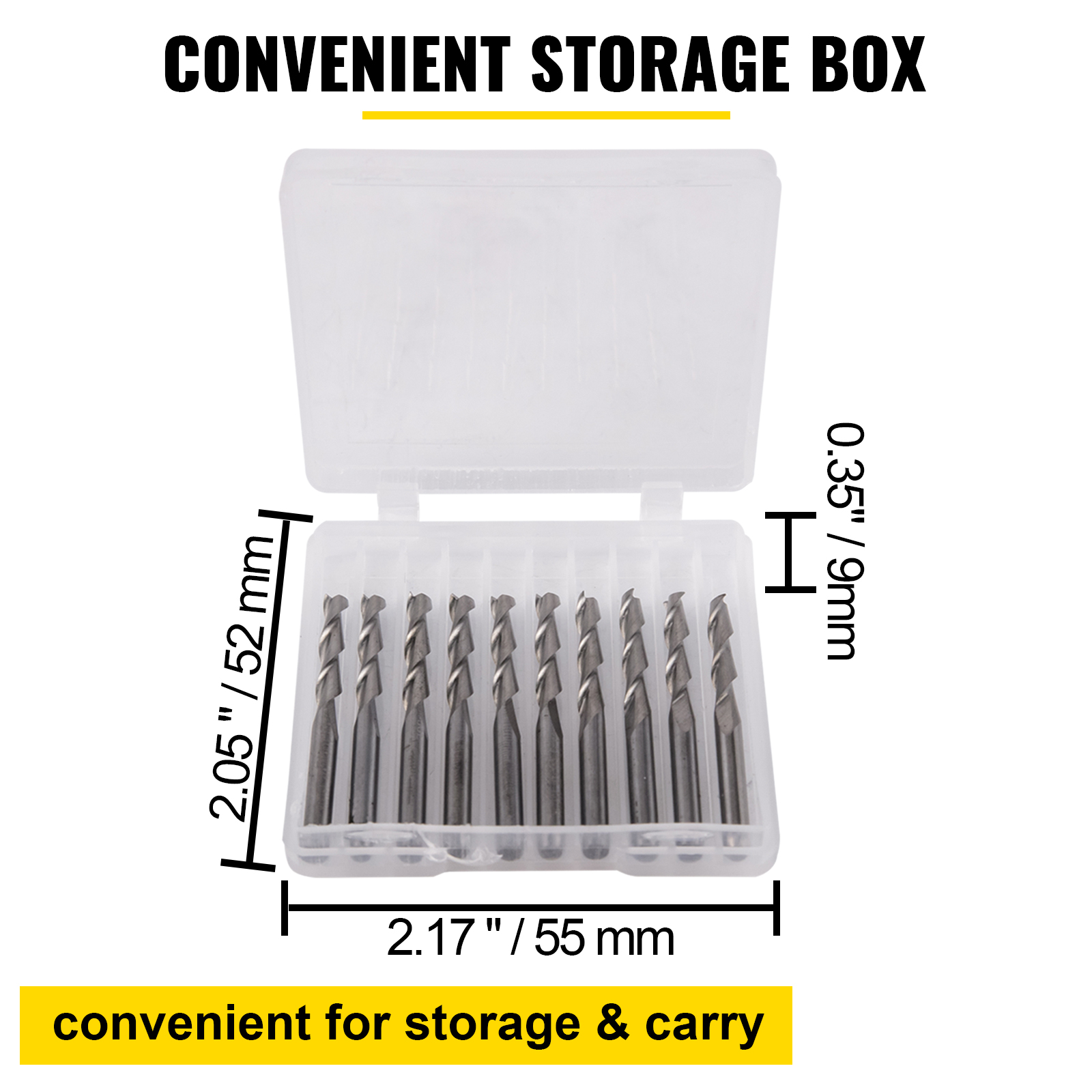 VEVOR 10PCs CNC Router Bits 1/8"CNC Router End Mill Tungsten Steel CNC ...