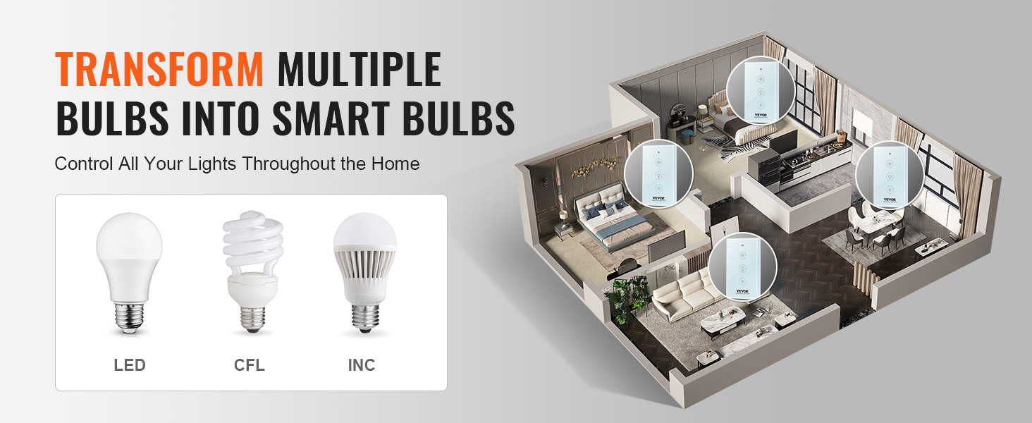 VEVOR WiFi Smart Light Dimmer Switch, 100-250V AC Wi-Fi 2.4GHz, 15% to ...