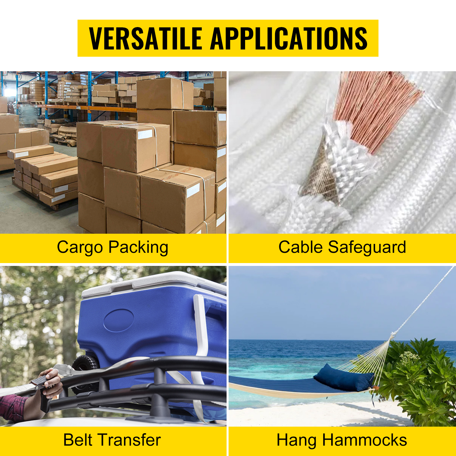 VEVOR 6000Lbs Polyester Pull Tape, 1053' x 1" Flat Tape for Wire ...