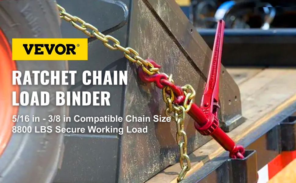 VEVOR Chain Load Binder, 5/16"-3/8" Tie Down Kit w/ 8800LBS Working ...
