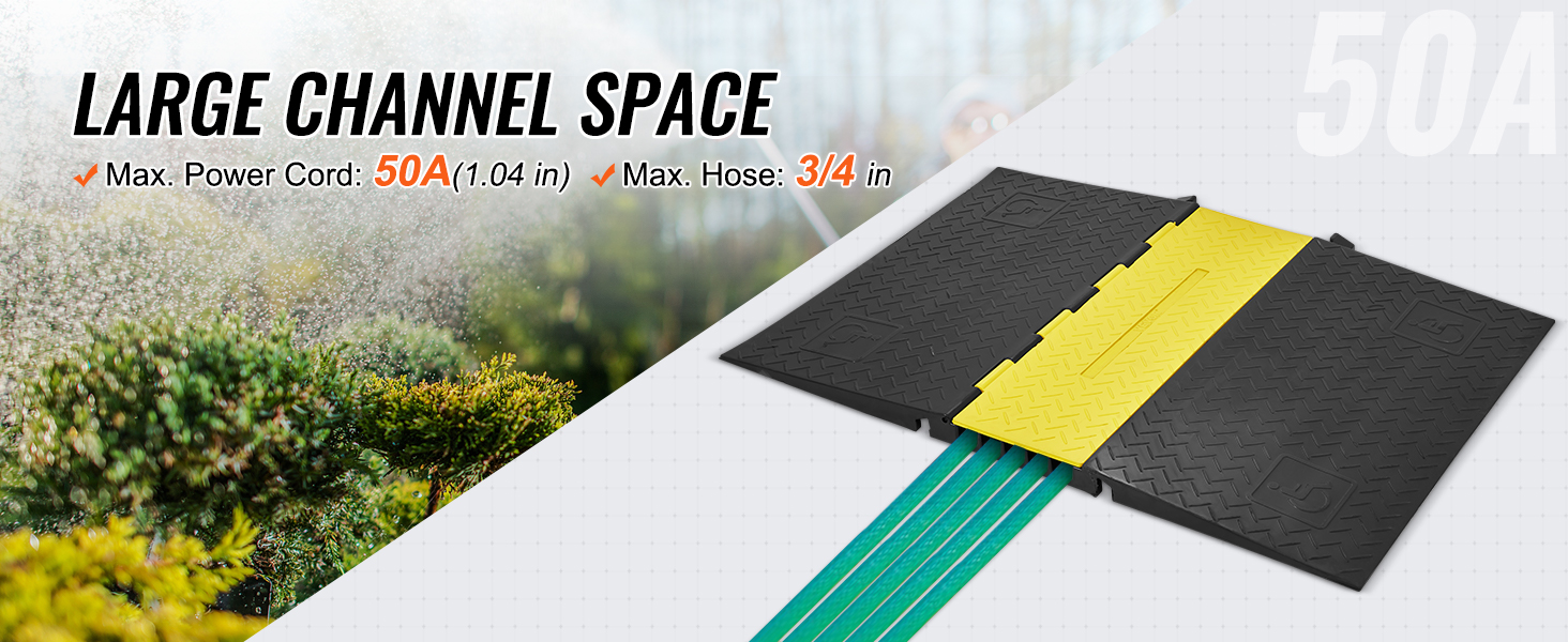 VEVOR Rubber Cable Protector Ramp, 5 Channel, 22000 lbs/axle Capacity ...