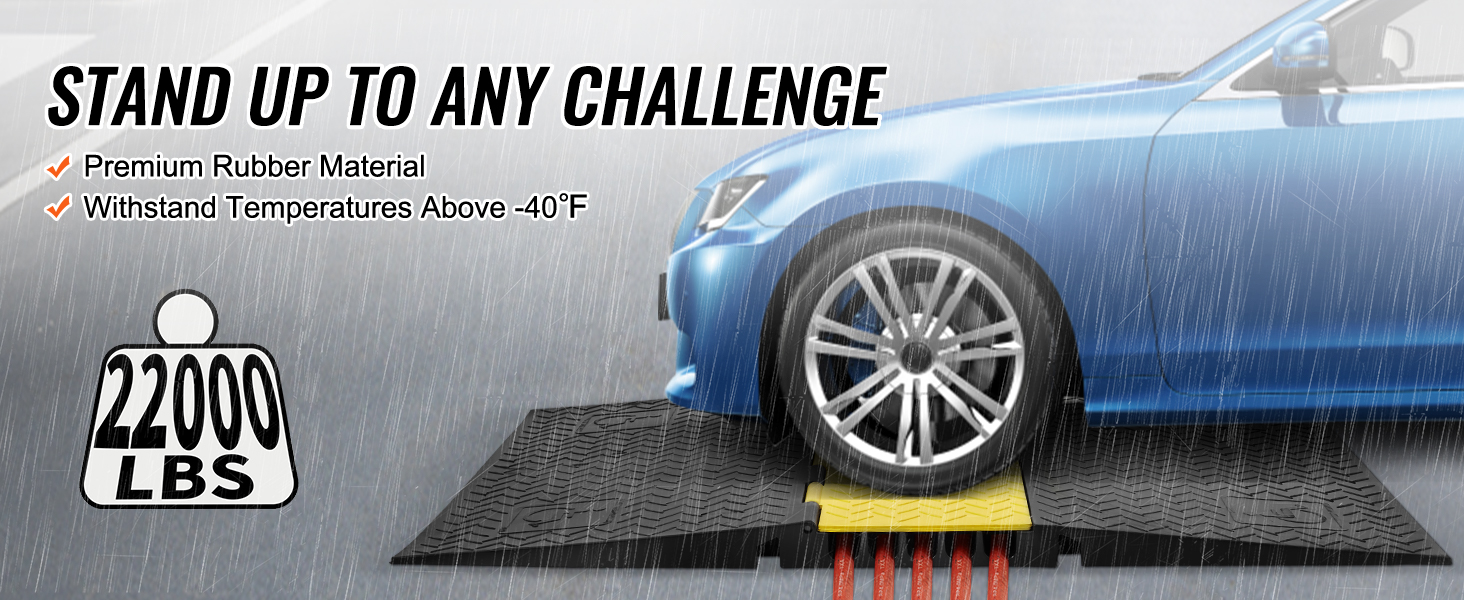 VEVOR Rubber Cable Protector Ramp, 5 Channel, 22000 lbs/axle Capacity ...