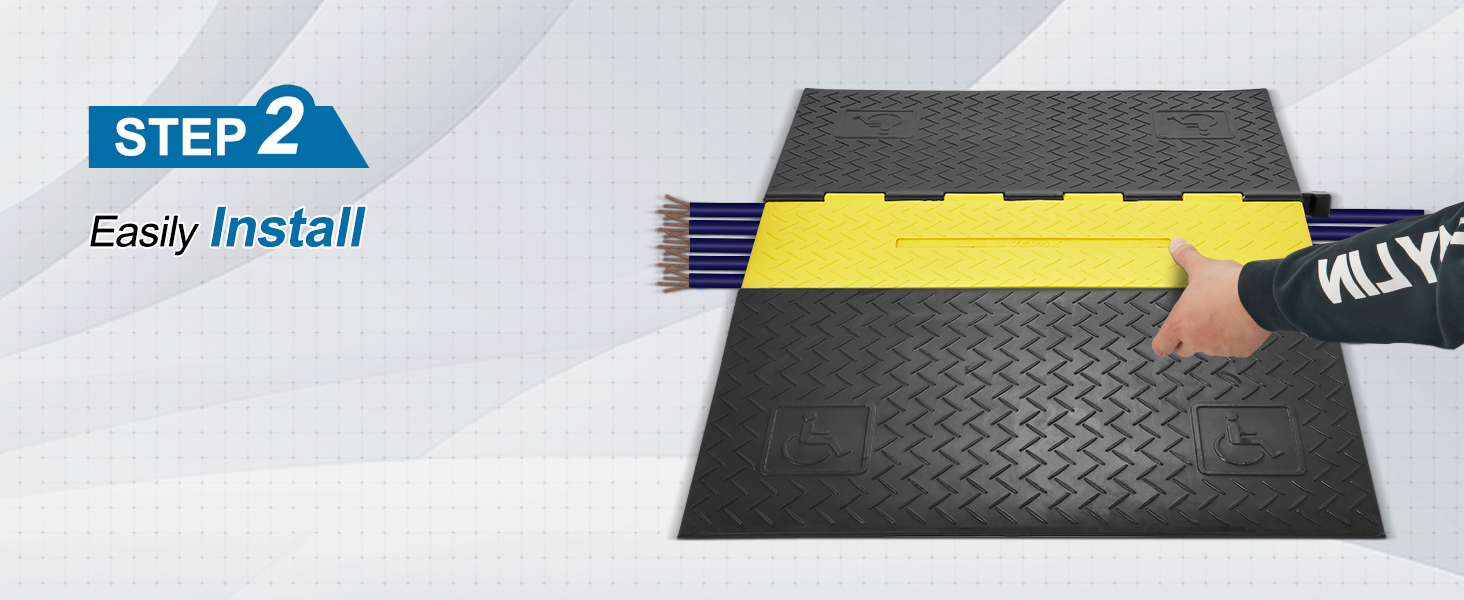 VEVOR Rubber Cable Protector Ramp, 5 Channel, 22000 lbs/axle Capacity ...