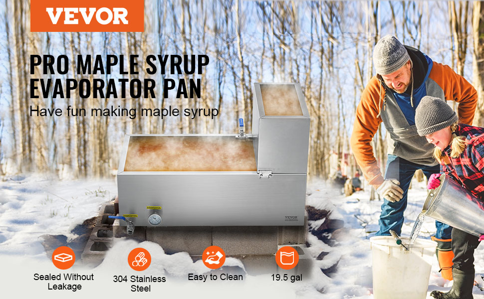 VEVOR Maple Syrup Evaporator Pan 304 Stainless Steel with Valves and ...