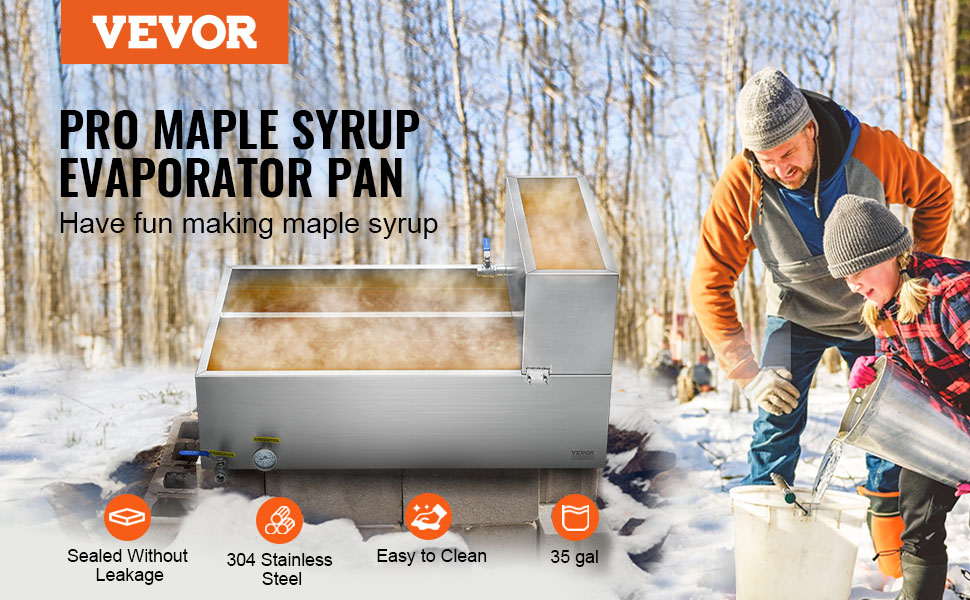 VEVOR Maple Syrup Evaporator Pan 304 Stainless Steel with Valves and ...