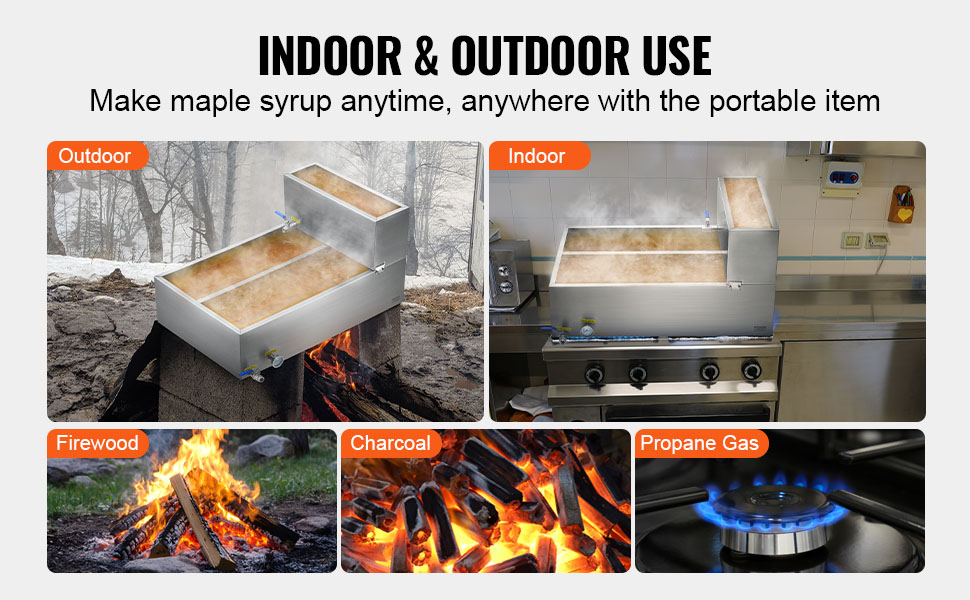 VEVOR Maple Syrup Evaporator Pan 304 Stainless Steel with Valves and ...