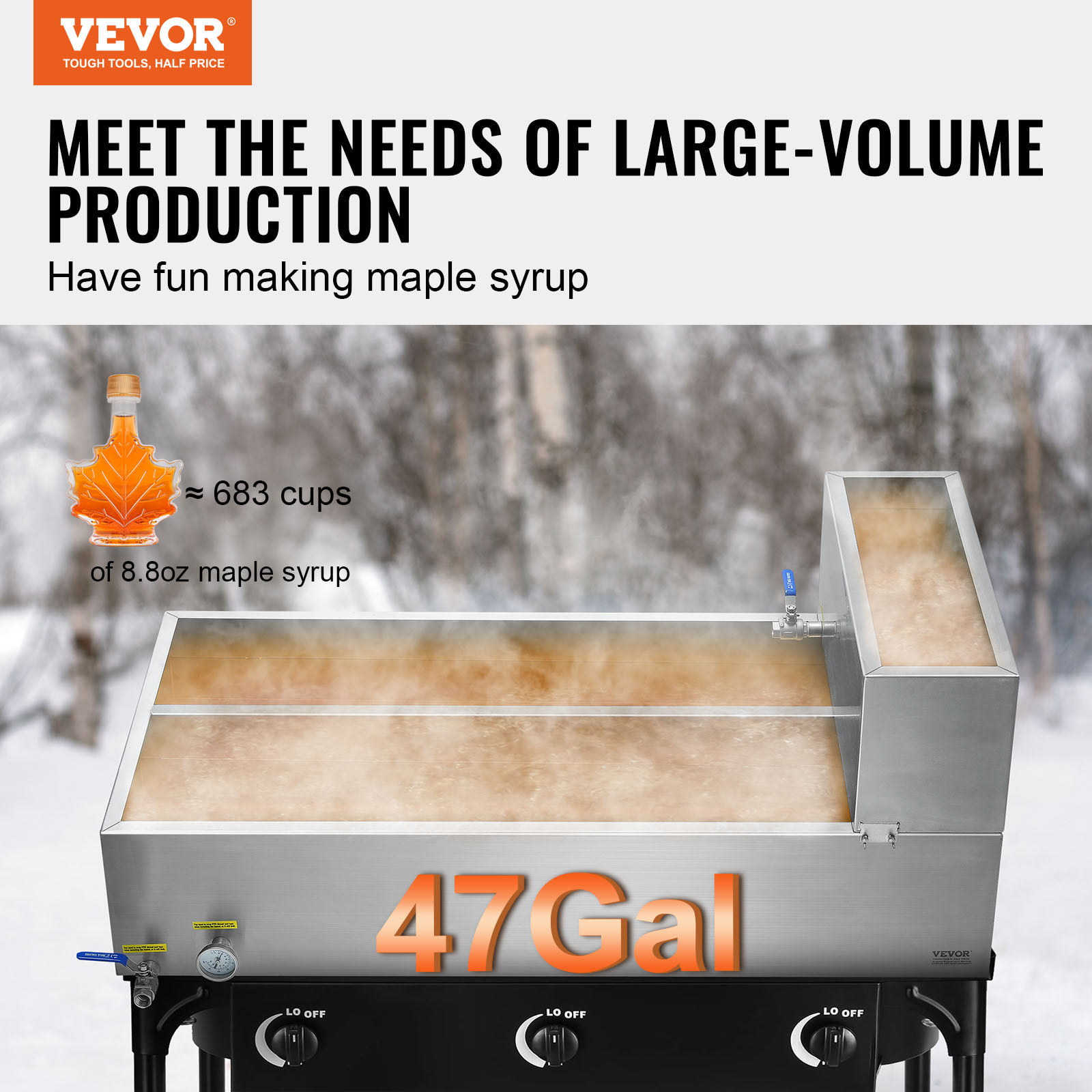 Maple Syrup Boiling Pan Stainless Steel Sap Evaporator w/Valves for ...