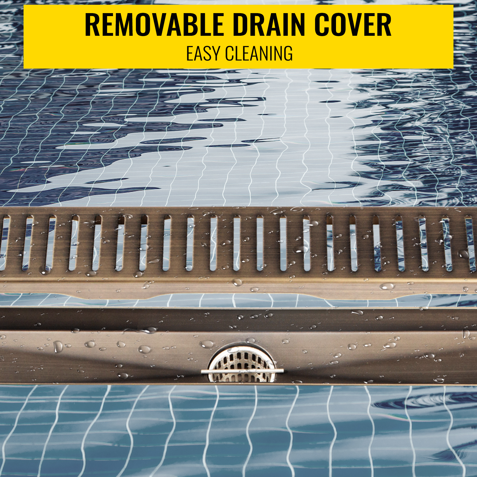 VEVOR Linear Drain 304 Stainless Steel 24x2.75in Linear Tile Drain 30L ...