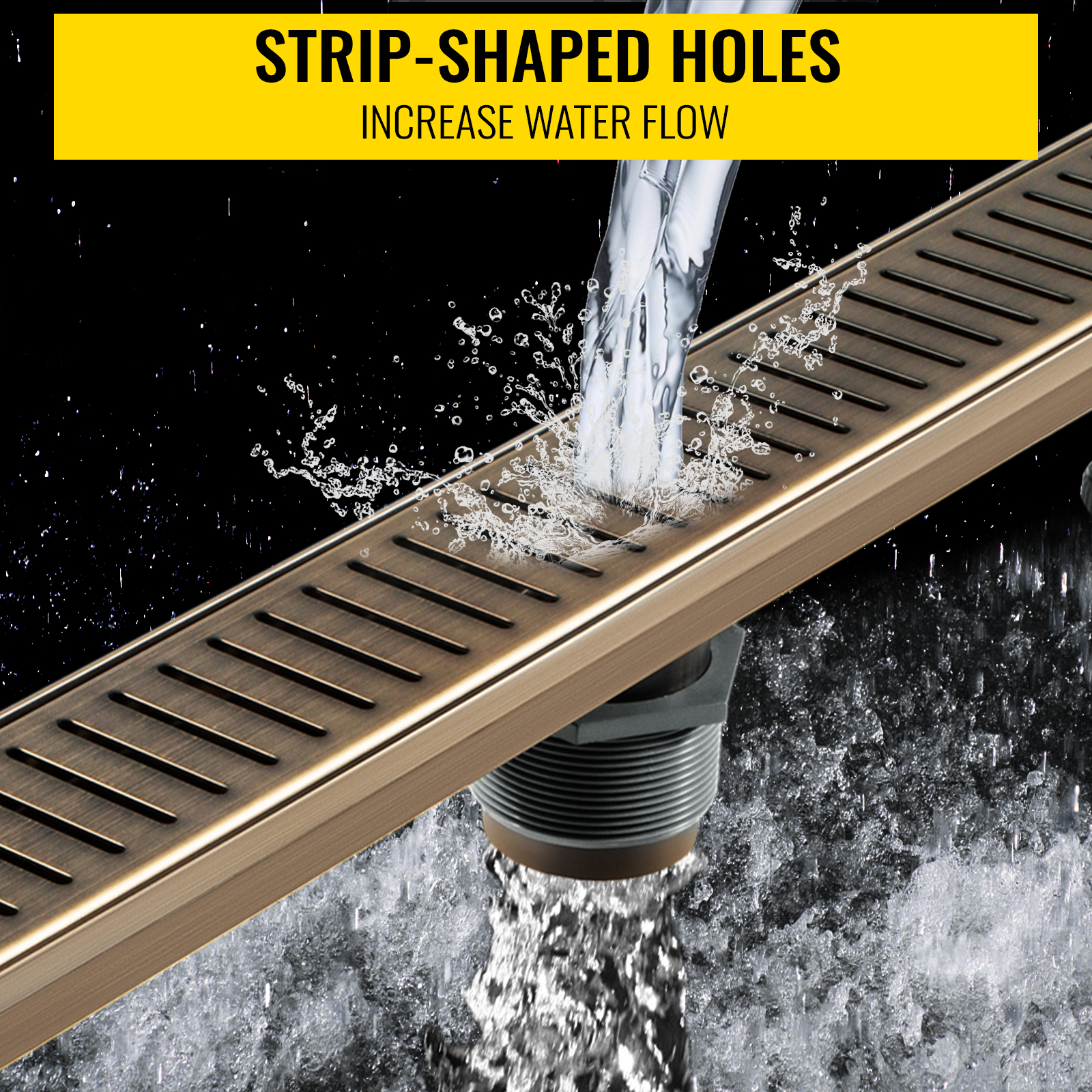 VEVOR Linear Drain 304 Stainless Steel 24x2.75in Linear Tile Drain 30L ...