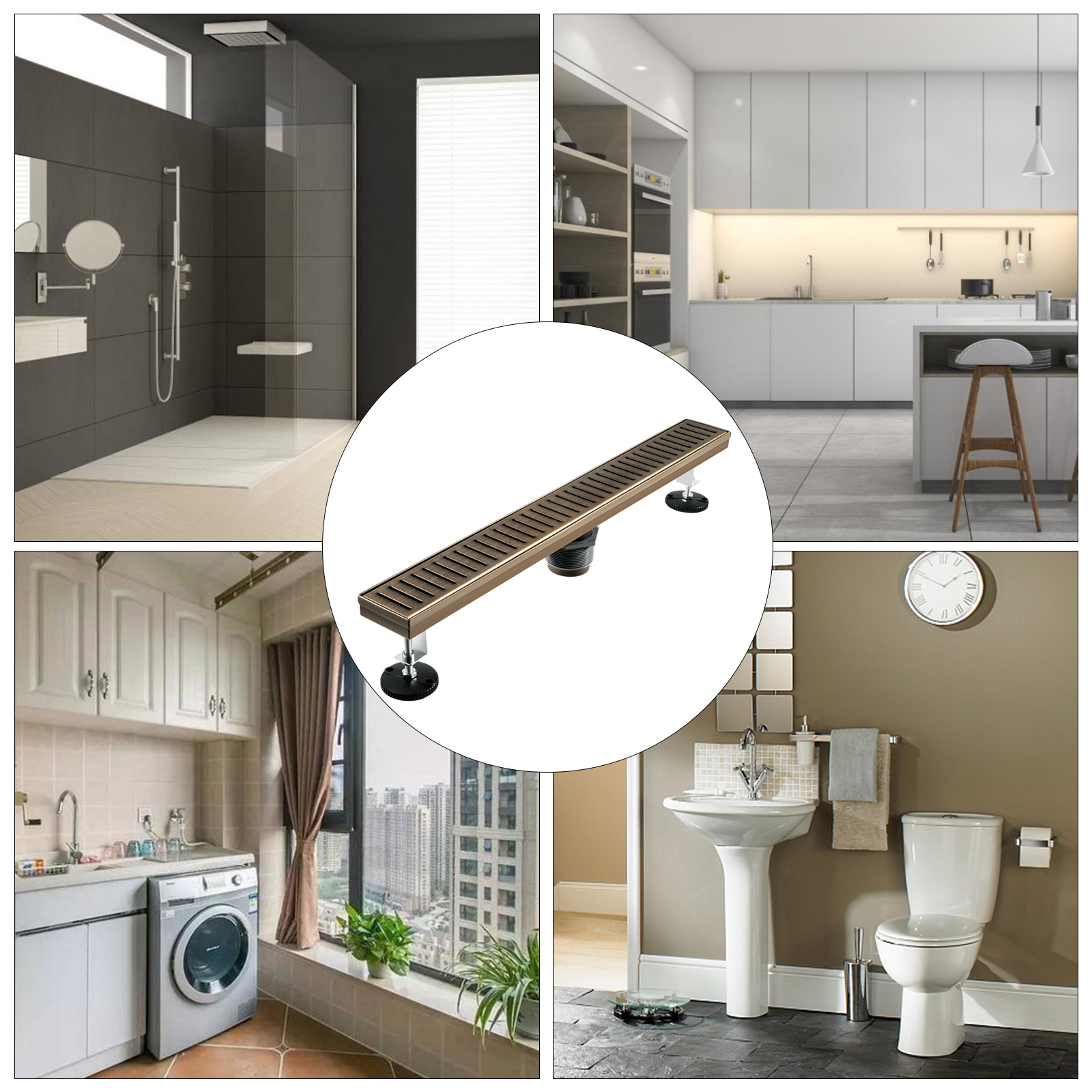 VEVOR Linear Drain 304 Stainless Steel Floor Drain 36x2.75in Linear ...