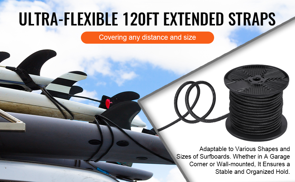 VEVOR 1/4in Bungee Cord 120 ft/36 m Spool Heavy Duty Bungee Straps 100% ...