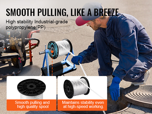 VEVOR Polyester Pull Tape, 1/2" x 528' Mule Tape Flat Rope, 1250 lbf ...