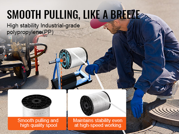 VEVOR Polyester Pull Tape, 3/4" x 528' Mule Tape Flat Rope, 2500 lbf ...