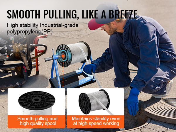 VEVOR Polyester Pull Tape, 1" x 528' Mule Tape Flat Rope, 6000 lbf ...