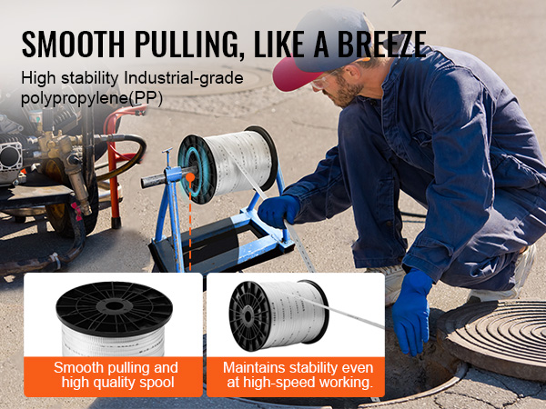 VEVOR Polyester Pull Tape, 5/8" x 630' Mule Tape Flat Rope, 2200 lbf ...