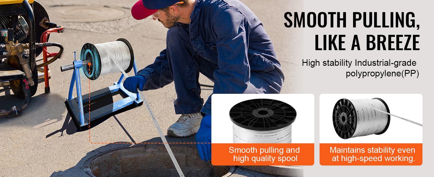 VEVOR Polyester Pull Tape, 5/8" x 630' Mule Tape Flat Rope, 2200 lbf ...