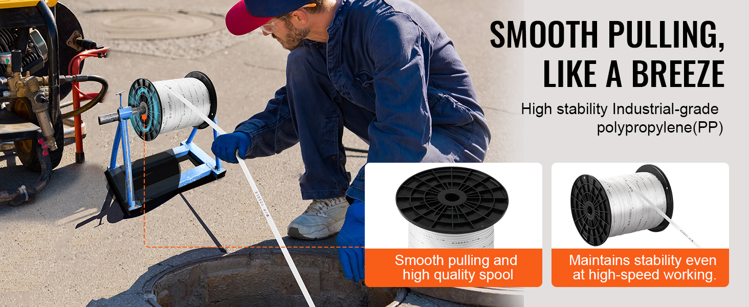 VEVOR Polyester Pull Tape, 1/2" x 1053' Mule Tape Flat Rope, 1250 lbf ...