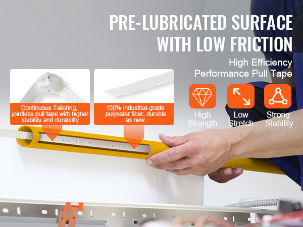 VEVOR Polyester Pull Tape, 3/4" x 2103' Mule Tape Flat Rope, 2500 lbf ...