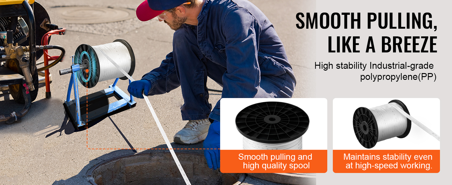 VEVOR Polyester Pull Tape, 3/4" x 2103' Mule Tape Flat Rope, 2500 lbf ...