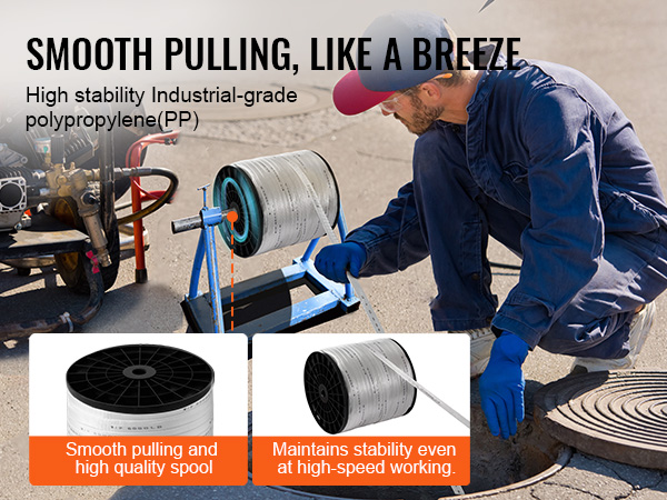 VEVOR Polyester Pull Tape, 1" x 2103' Mule Tape Flat Rope, 6000 lbf ...