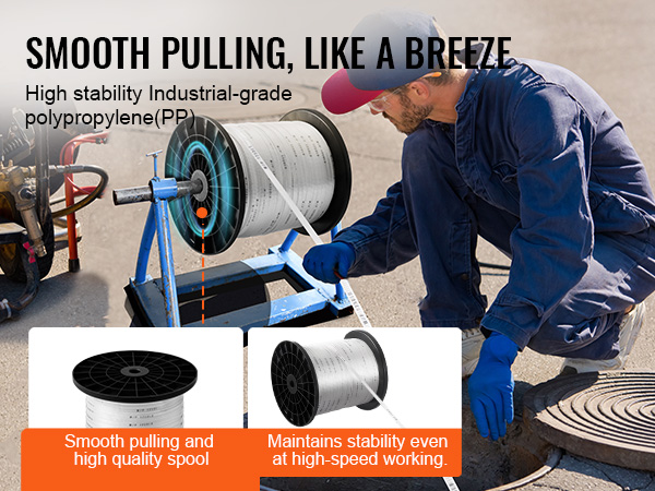 VEVOR Polyester Pull Tape, 1/2" x 3153' Mule Tape Flat Rope, 1250 lbf ...