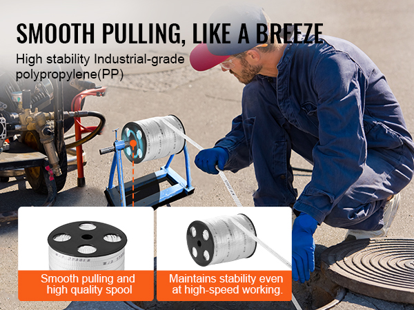 VEVOR Polyester Pull Tape, 5/8" x 318' Mule Tape Flat Rope, 2200 lbf ...