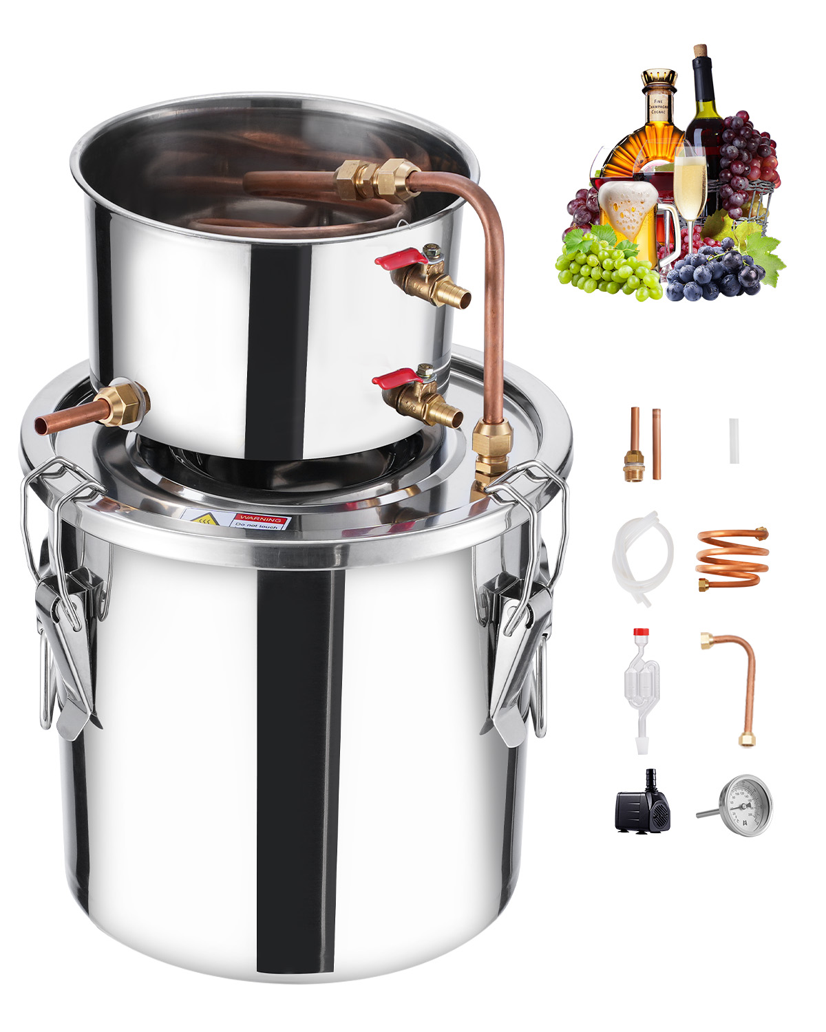 Moonshine Still Water Alcohol Distiller 3-13.2Gal w/Thumper Keg & 8W ...