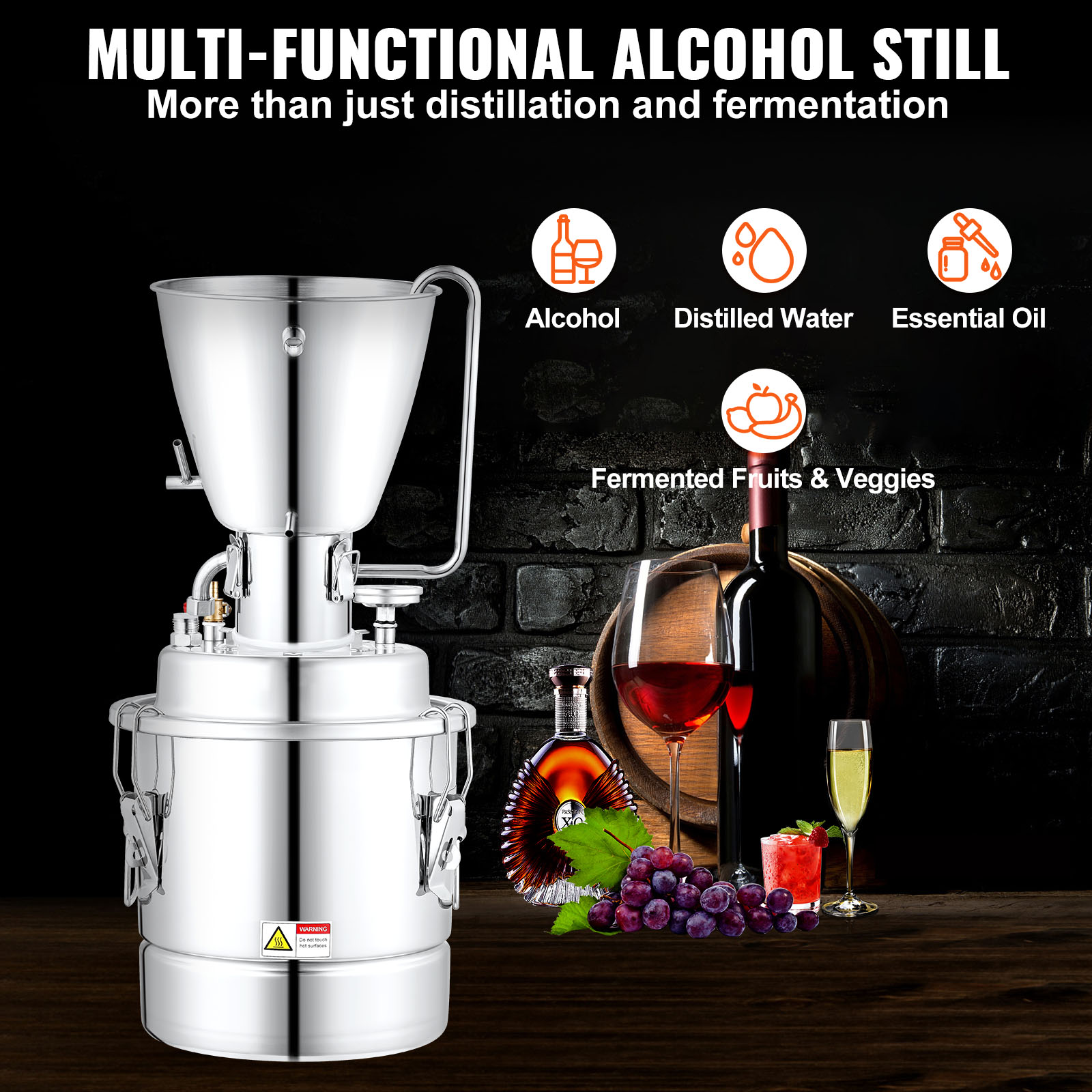 Water Alcohol Distiller Machine Brewing Equipment DIY Whiskey Home ...